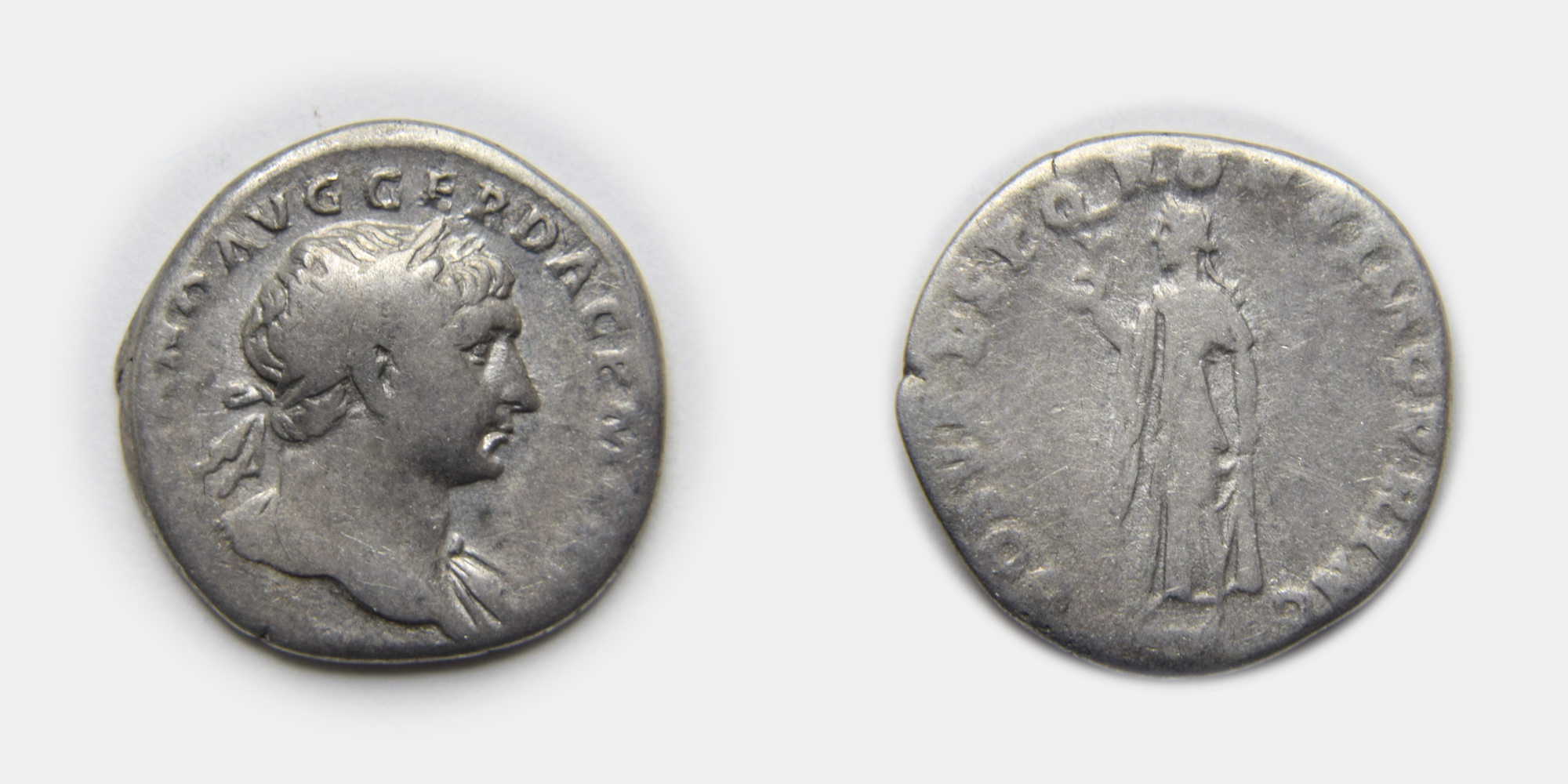 Roman Imperial, Trajan, Silver Denarius, Spes reverse – Elysium Coins