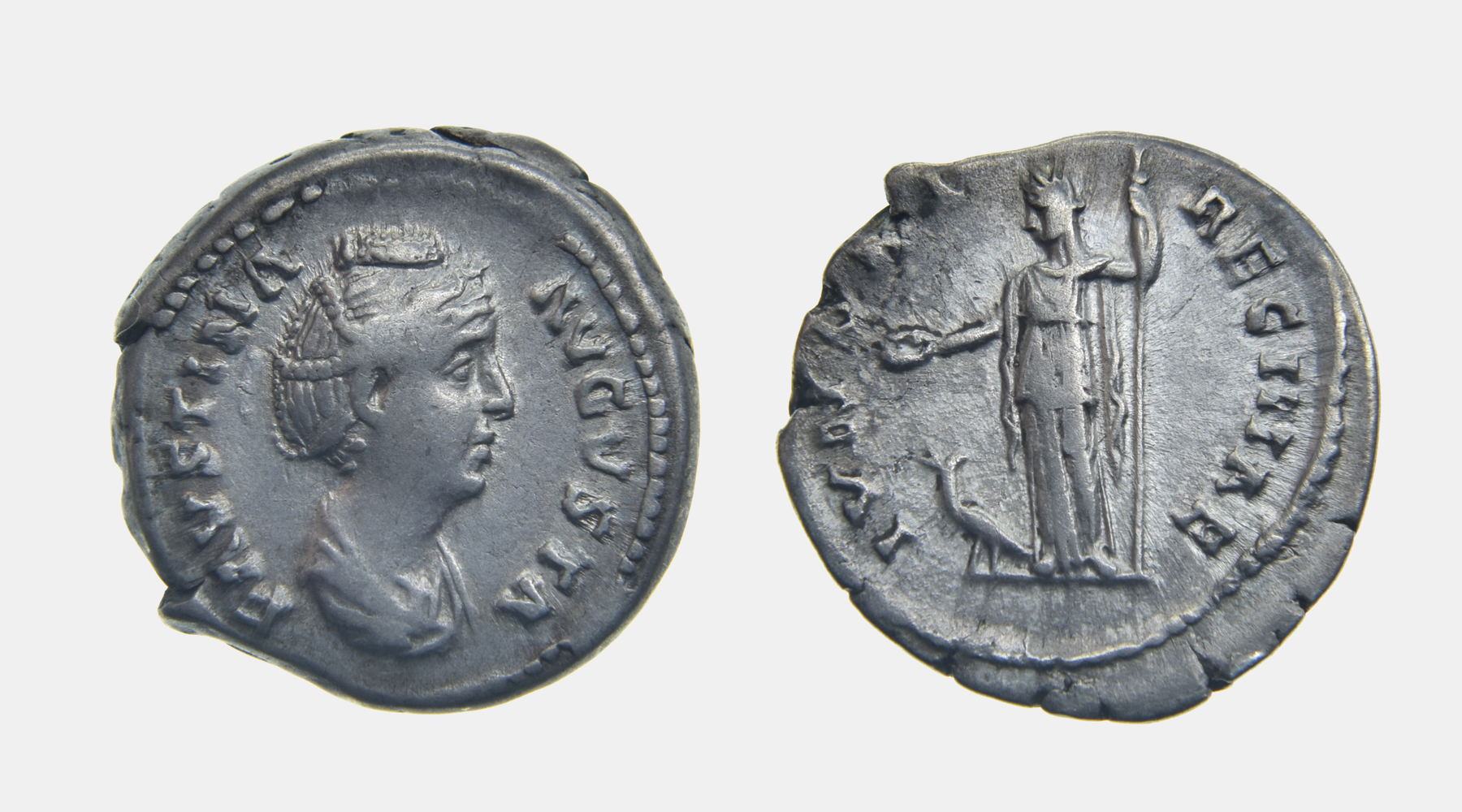 Roman Imperial, Faustina the Elder, Silver Denarius – AD 139-140 ...